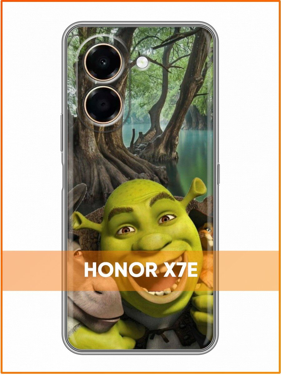 Чехол для Honor X7e с принтом Шрек улыбка (Хонор Х7е)