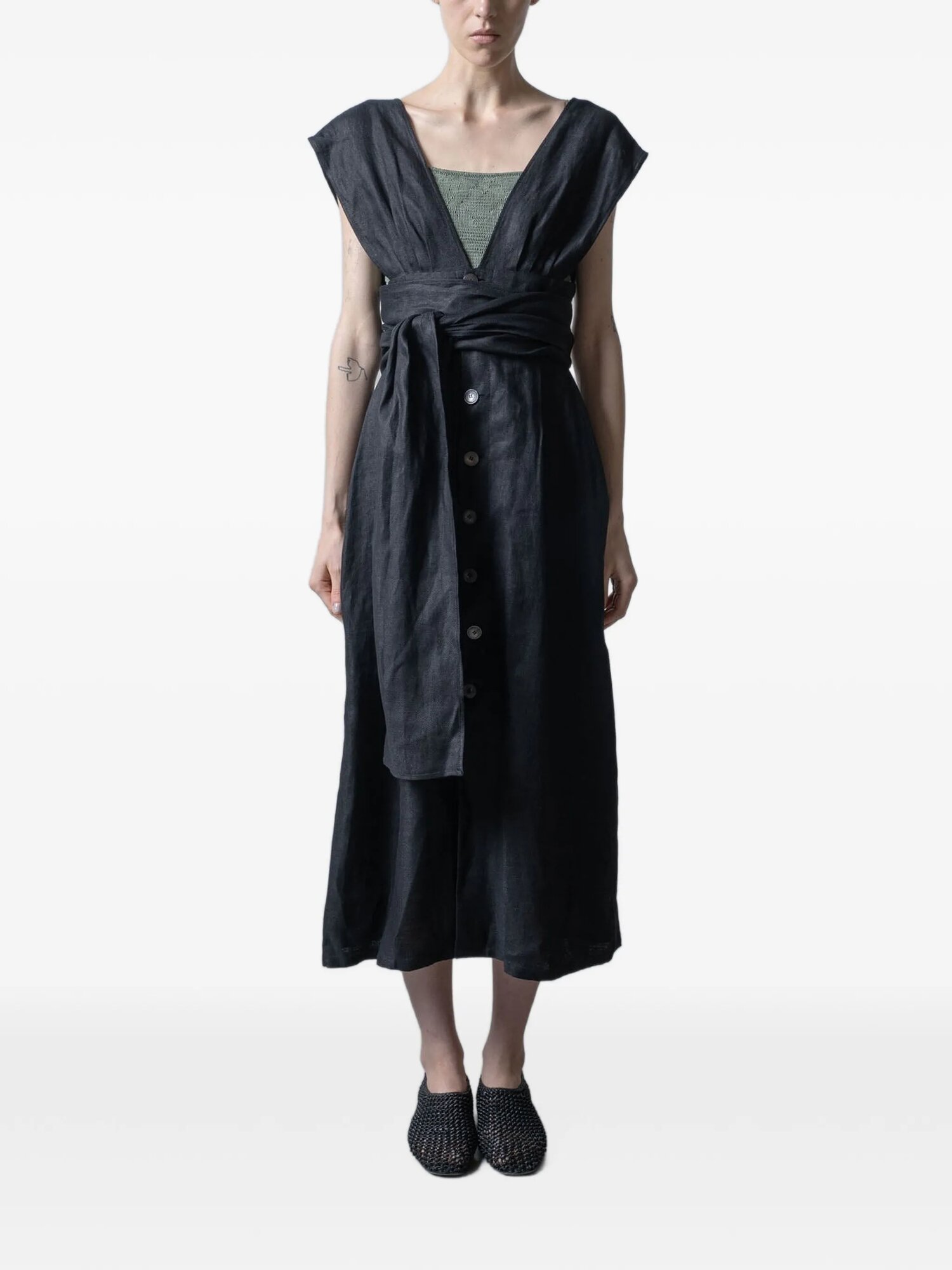 Платье muller of yoshiokubo Button-down belted midi dress, размер 38 — фото 1