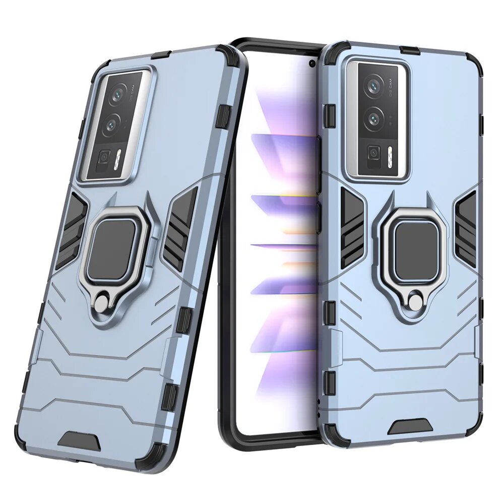 Синий чехол Fusion Ring Armor для Xiaomi Poco F5 Pro 5G