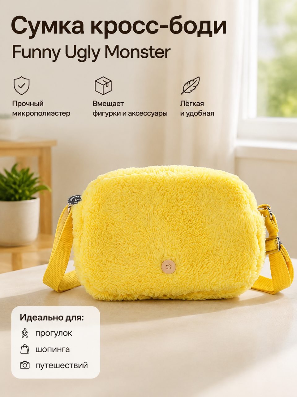 Сумка кросс-боди "Funny Ugly Monster", для игрушек, из микрополиэстера