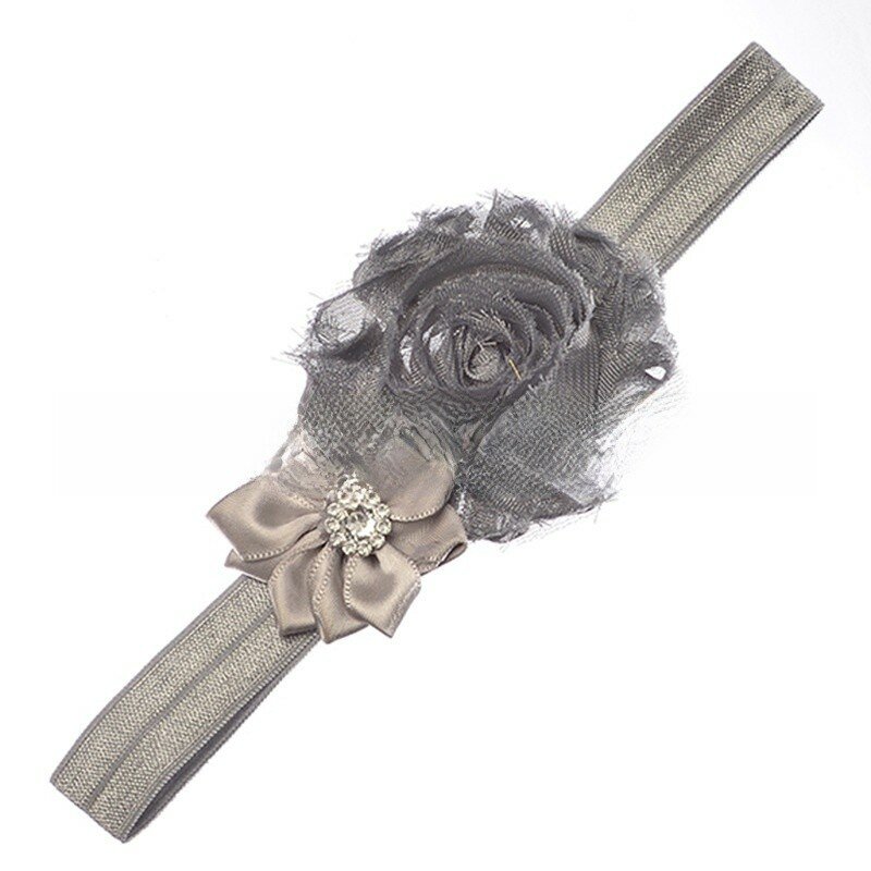 Europe style baby hairband with flower embellishment and crystal elements for kids silver