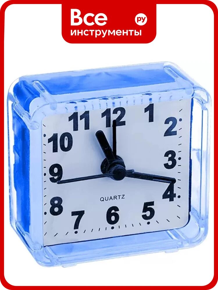 Часы-будильник PERFEO Quartz " PF-TC-001", квадратные 5,5x5,5 см, синий 30015193