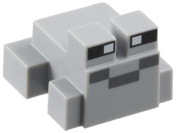 Деталь Lego 3128pb02 Minecraft Frog with Black and White Eyes, Dark Bluish Gray Mouth Pattern