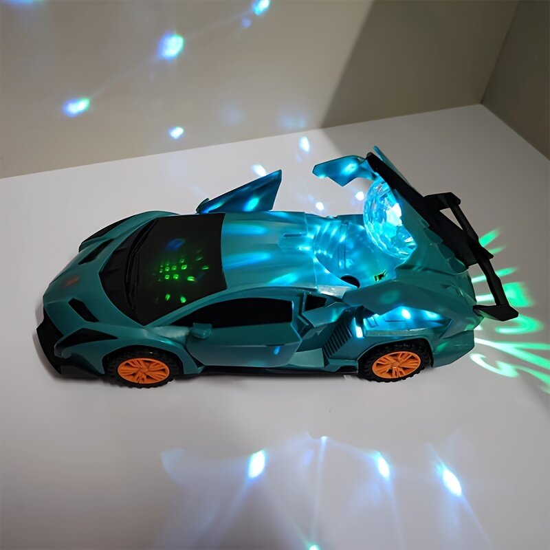 Игрушечный автомобиль с автоматическим вращением на 360°, универсальным шарниром, со звуком и подсветкой, зеленый, батарейки не входят в комплект