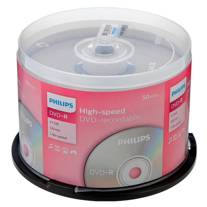 PHILIPS DVD-R пустые диски 16x скорость 4.7ГБ запись данных для видео аудио резервное копирование 50 шт в упаковке