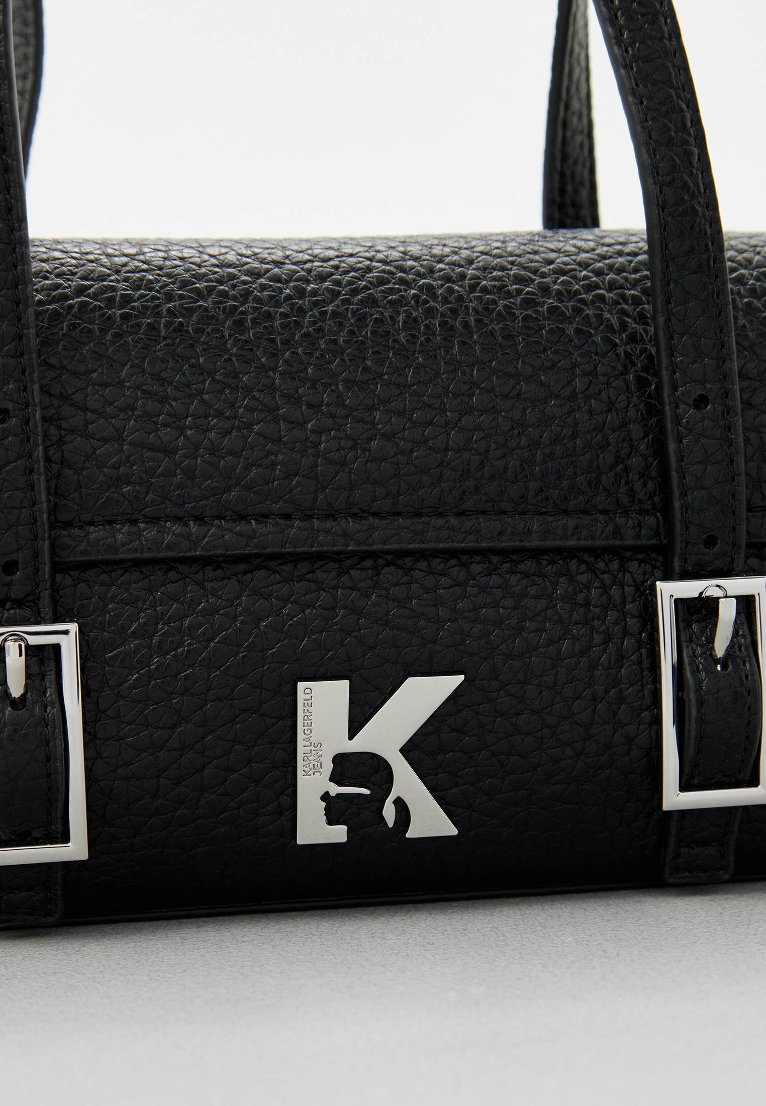 Сумка багет KARL LAGERFELD JEANS K LOGO, фактура зернистая, матовая, черный — фото 1