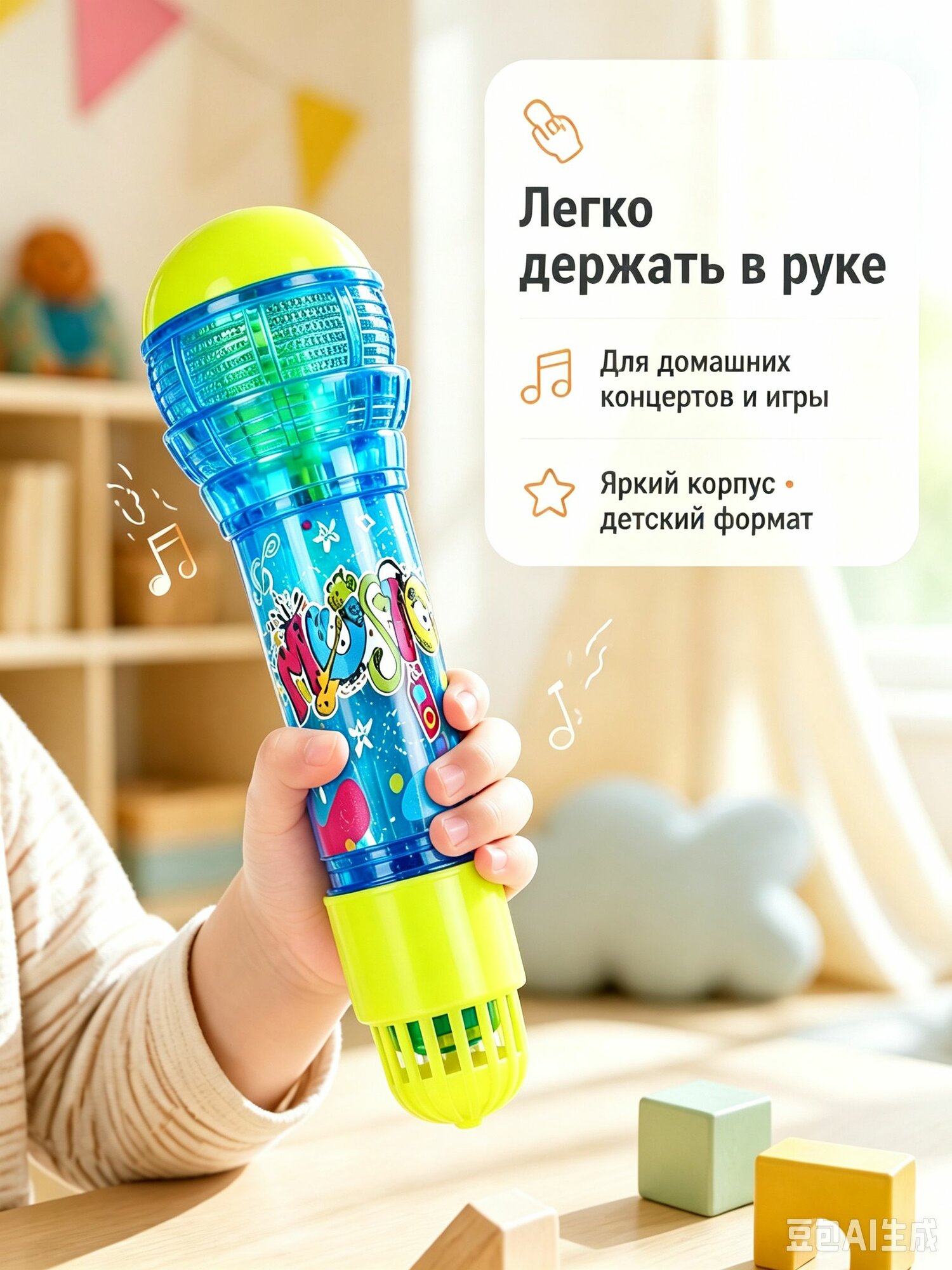 Эхо микрофон для детей пластиковый музыкальный