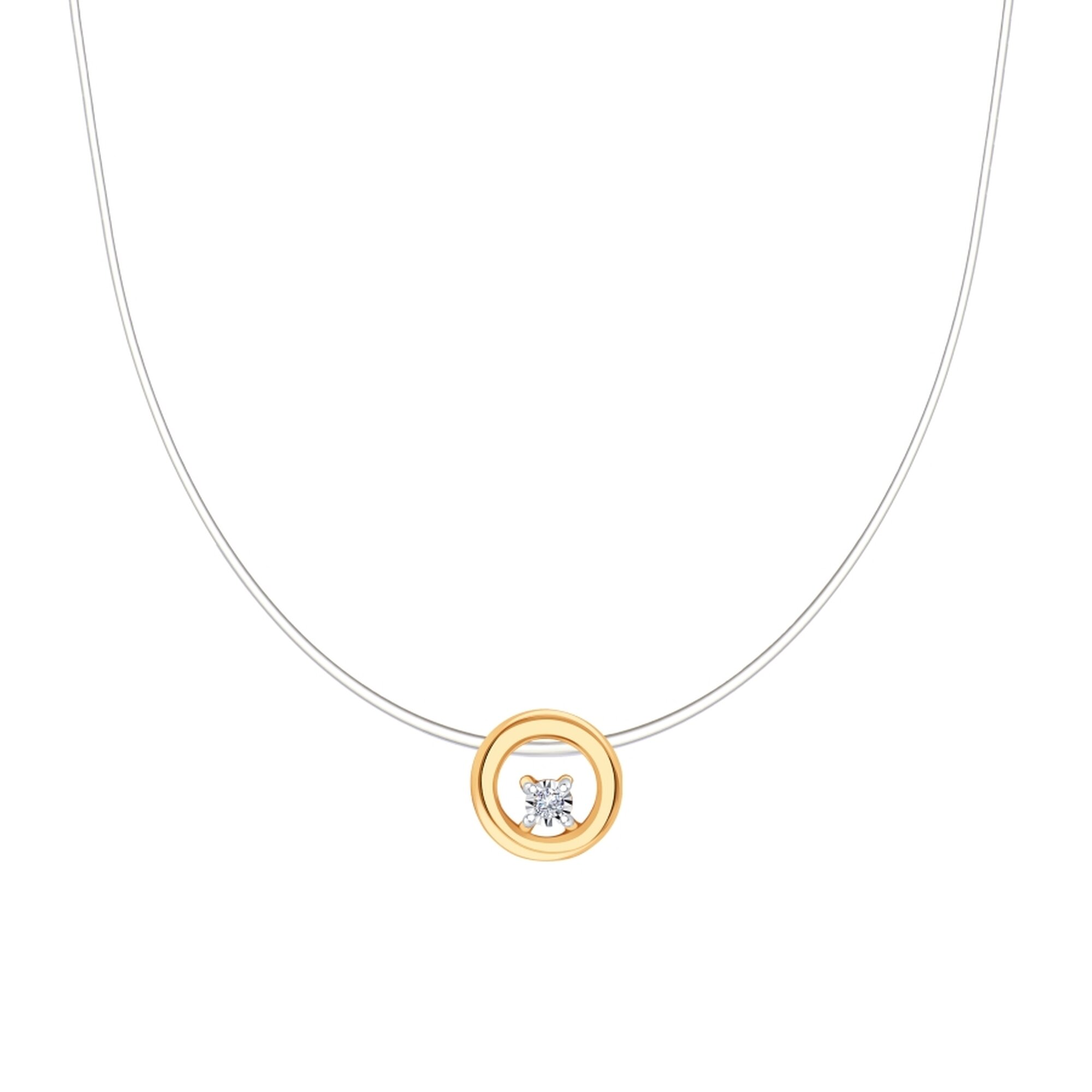 Колье Diamant online, красное золото, 585 проба, бриллиант