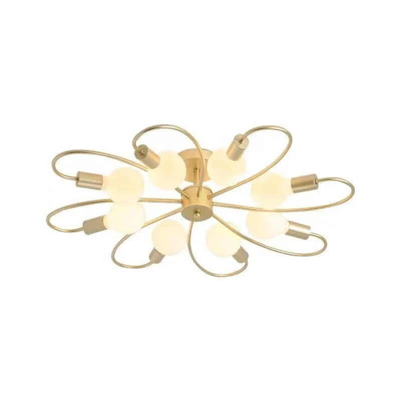 Ретро-индустриальная потолочная люстра E27 из wrought iron 8 Heads Gold