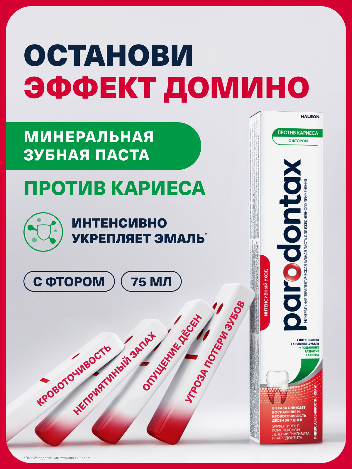 Parodontax Зубная паста с Фтором для чувствительных зубов и десен от воспаления 75 мл