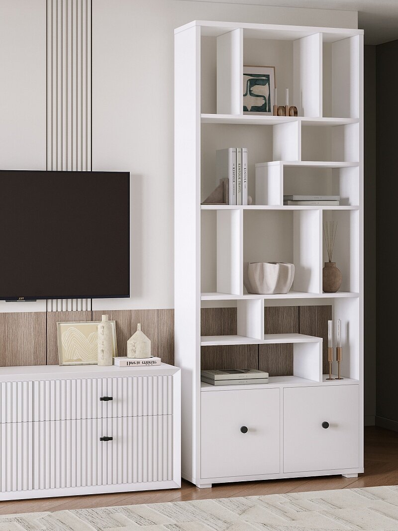 Стеллаж МебельЛэнд24 Вива - 5 80x28x200 с 2 ящиками