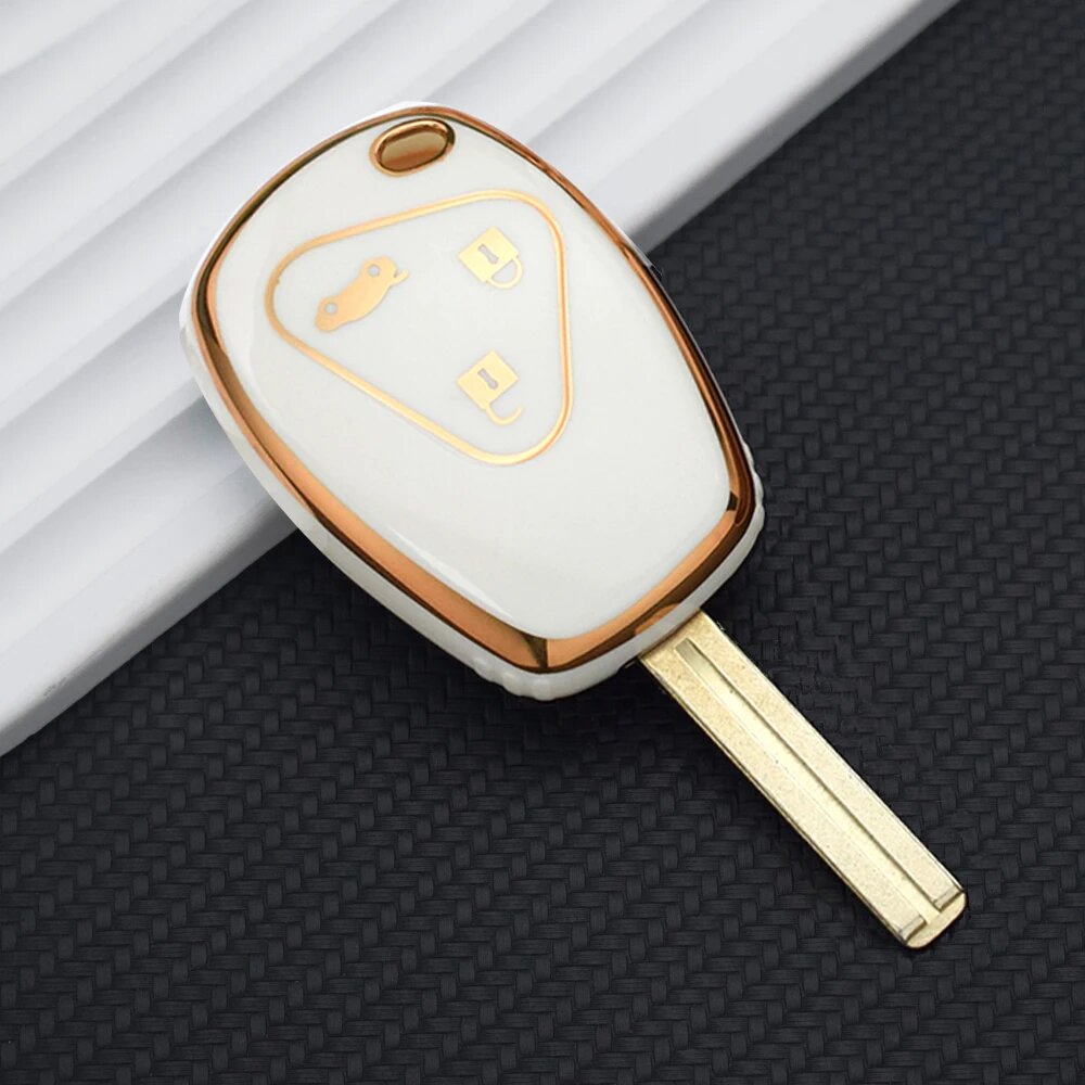 Корпус ключа для Renault Duster, Logan, DACIA Sandero, Captur, Fluence, Clio, Gold Line White