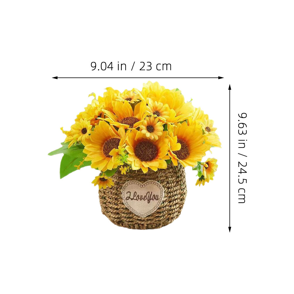 Искусственные Цветы Подсолнуха Вазон Для Украсления Дома И Офиса 24.50X23.00X23.00Cm