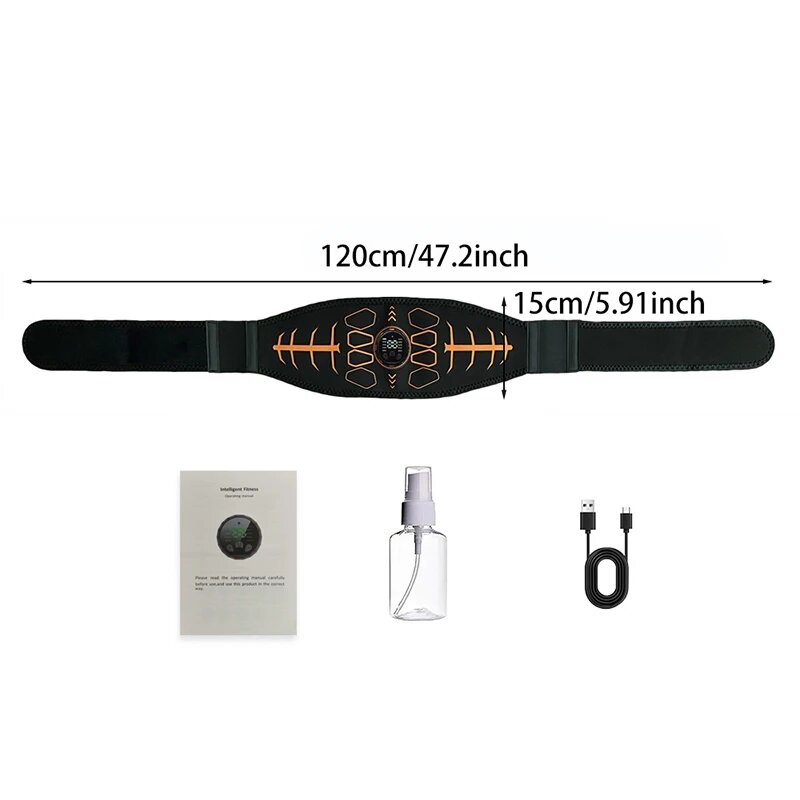 Электрический фитнес пояс, 120x15 см, USB зарядка, Цвет: 1Belt