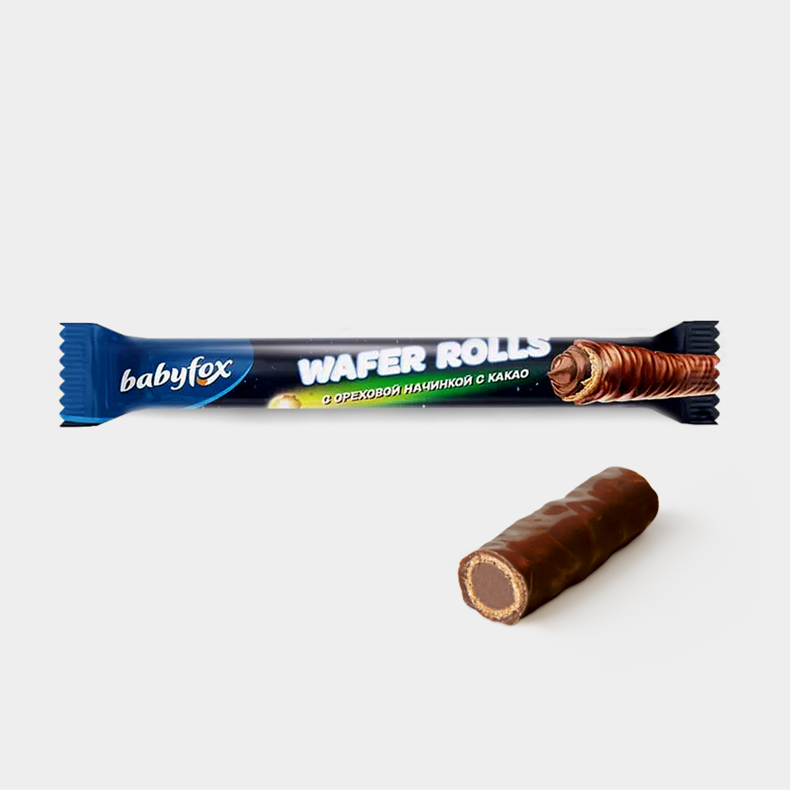 BabyFox, конфеты Wafer Rolls с ореховой начинкой и какао (коробка 1,5 кг)