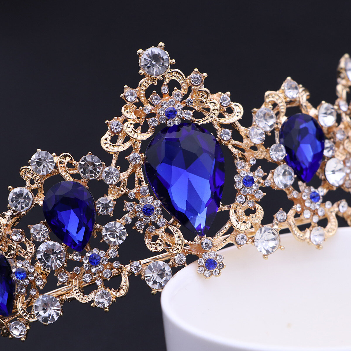 Свадебная Корона Minkissy Royal Crystal Тиара Для Венчания И Праздников 17.50X14.00X6.00Cm Синий