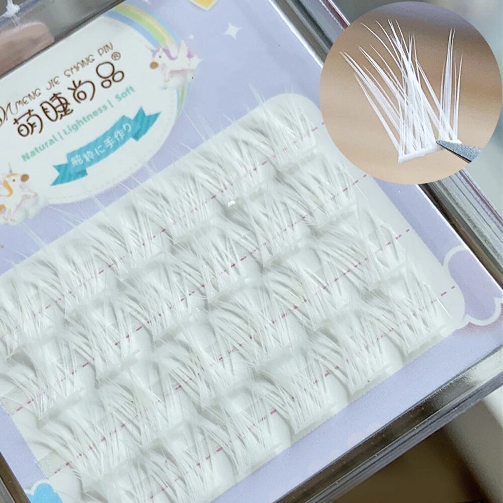 Цветные кластерные ресницы 3D Белый, White