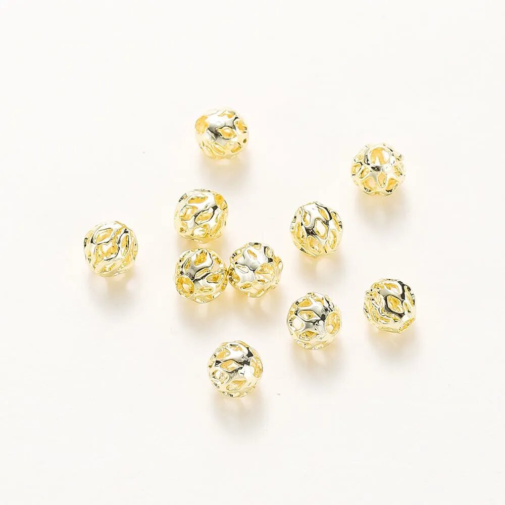 Разделительные Ажурные бусины 4 мм, цвет золота 14k, 20 штук