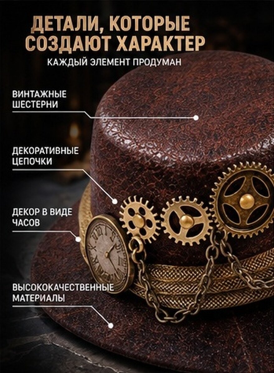 Готическая Шляпа, Стимпанк Аксессуар, Для Вечеринок И Карнавала, 13x13x5см, 1 Штука