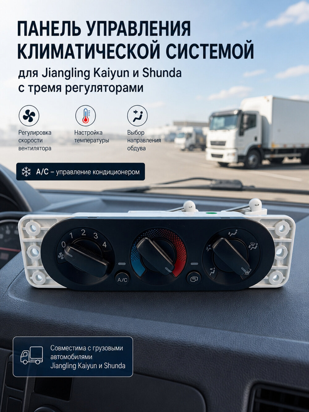 Панель климатической системы Jiangling Kaiyun и Shunda с тремя регуляторами BN3-19980-AE