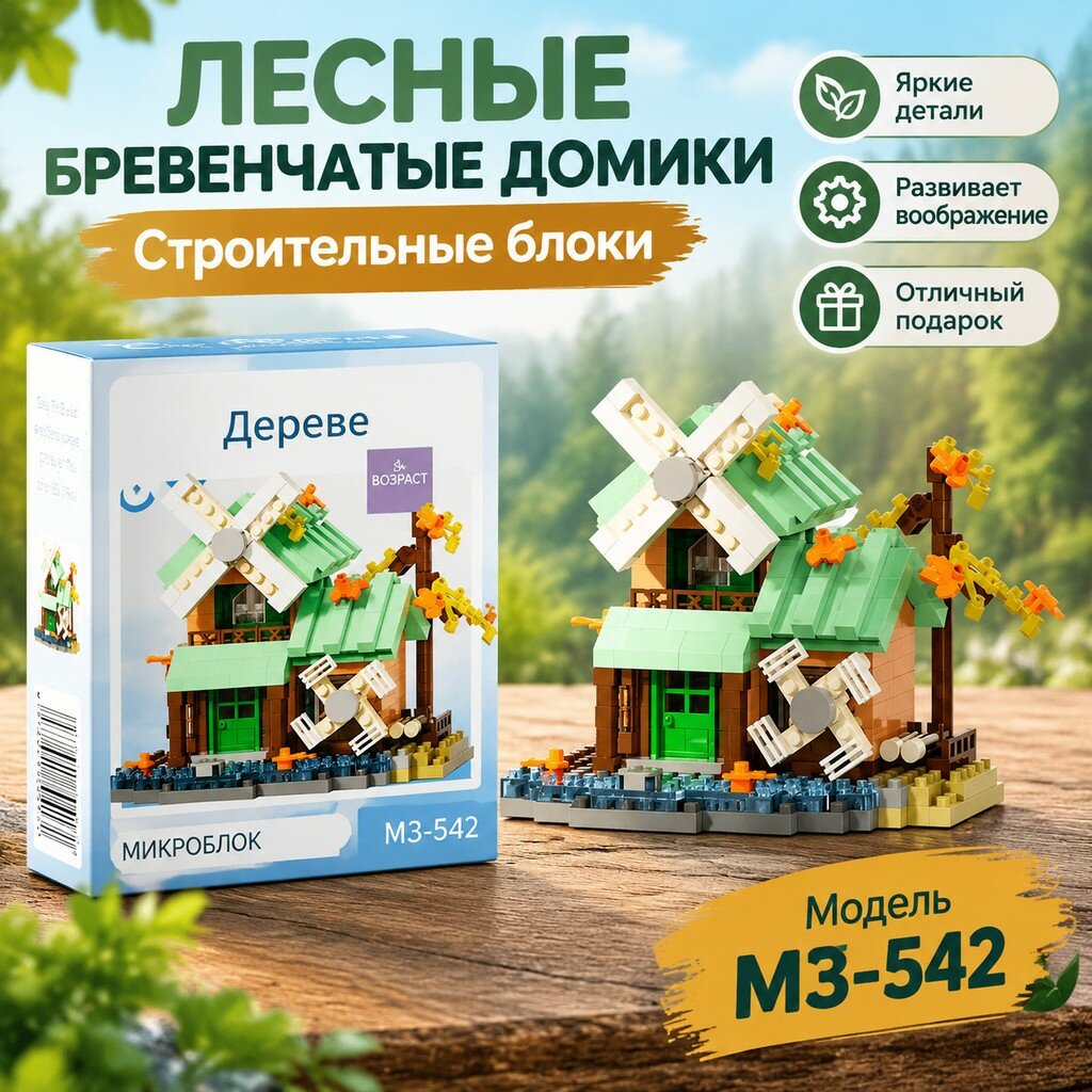 Конструктор для сборки зимнего домика с уличным декором и заснеженным основанием