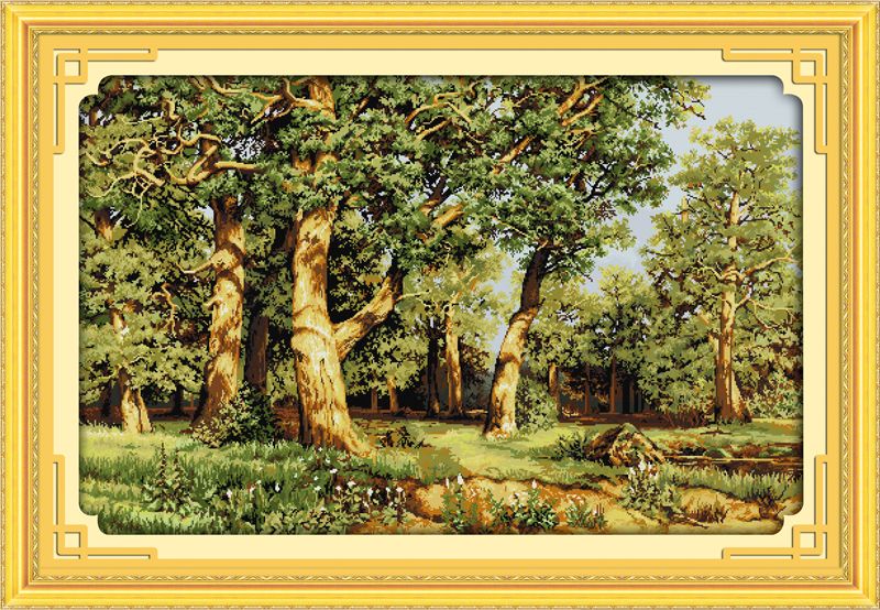 NKFвышивка крестом наборы, Схема на 14CT "Дубовый лес",101*66CM