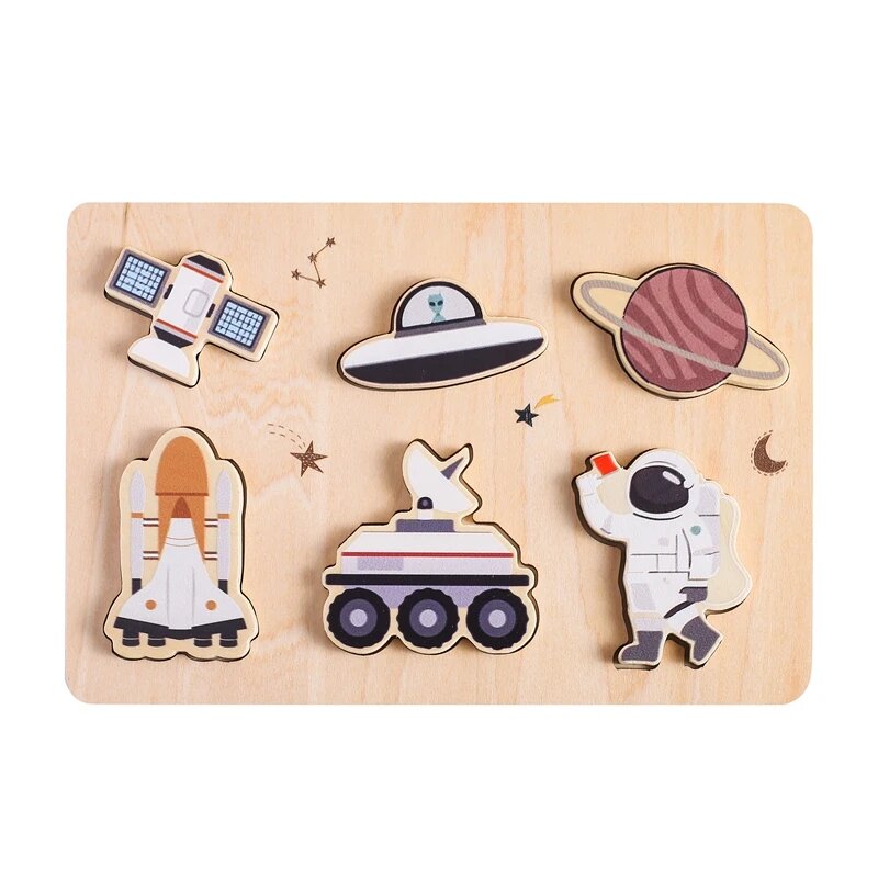 Деревянный пазл "Космос" Монтессори, Цвет: Astronaut Puzzle