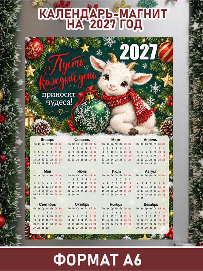 Магнитный календарь 2027 год формат А6
