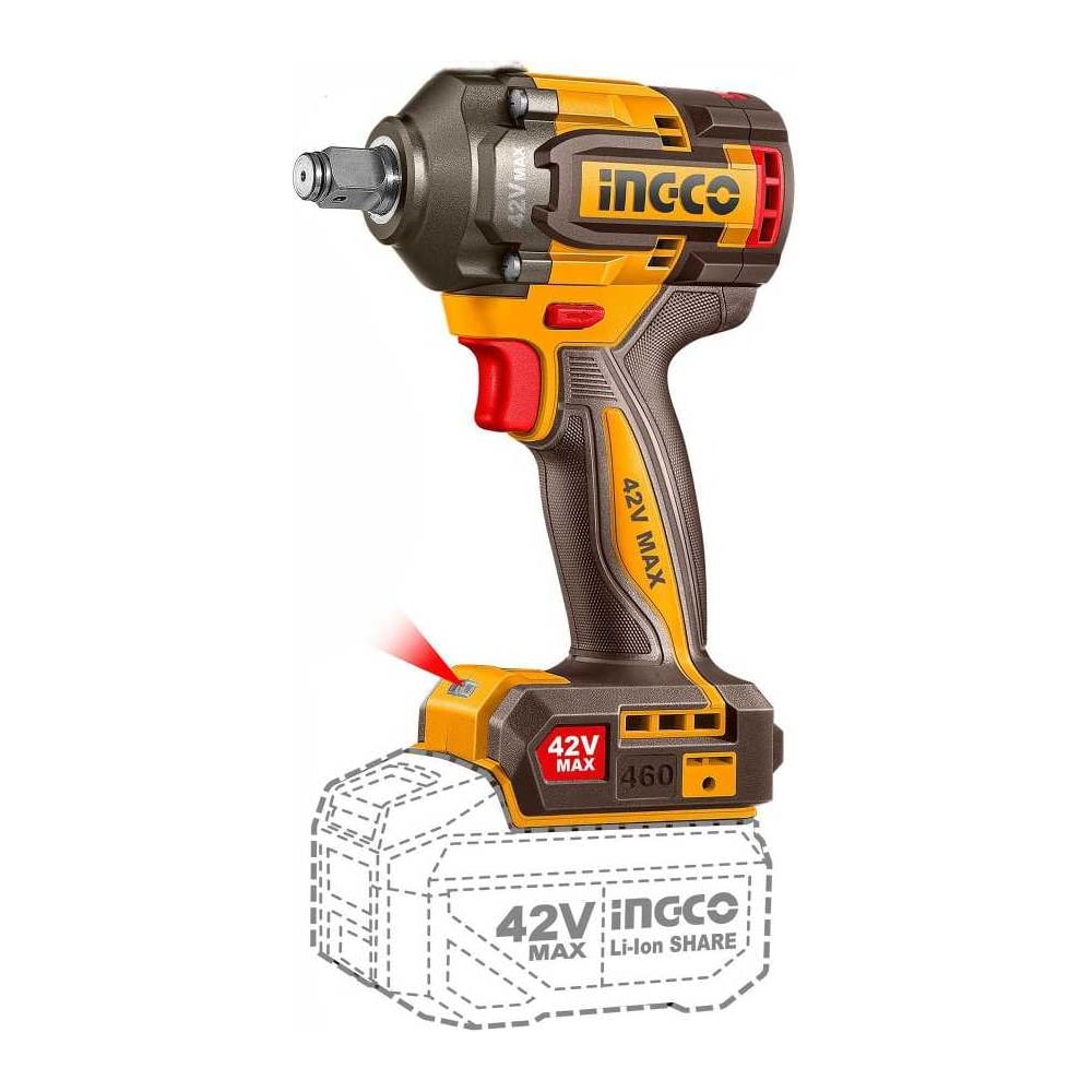 Аккумуляторный ударный гайковерт INGCO 42В 450Нм, б/щ INDUSTRIAL CIWLI42461