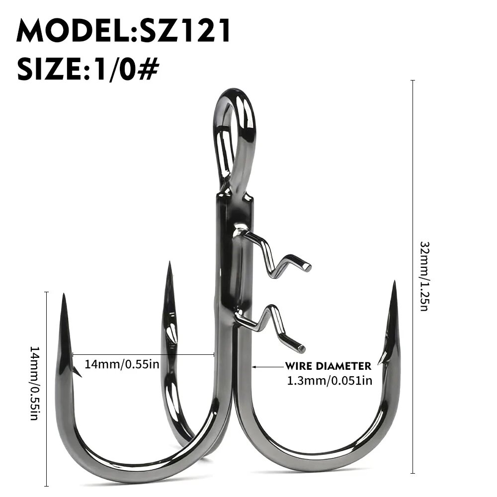 BILLINGS Тройной крючок для мягких приманок 1 pcs opp, 1.0 SIZE