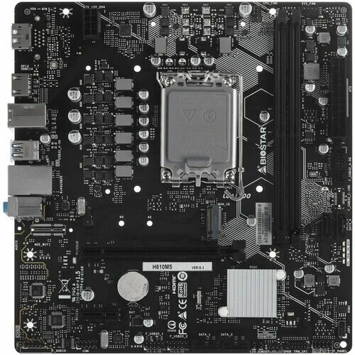 Материнская плата Biostar H610MS - LGA 1700, Intel H610, 2xDDR4-3200 МГц, 1xPCI-Ex16, 1xM.2, Micro-ATX