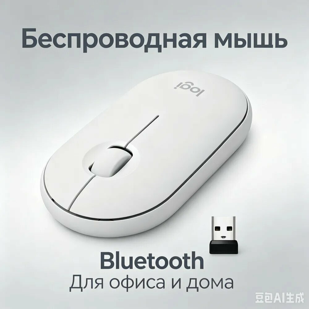 Мышь беспроводная Logitech Pebble M350, белый