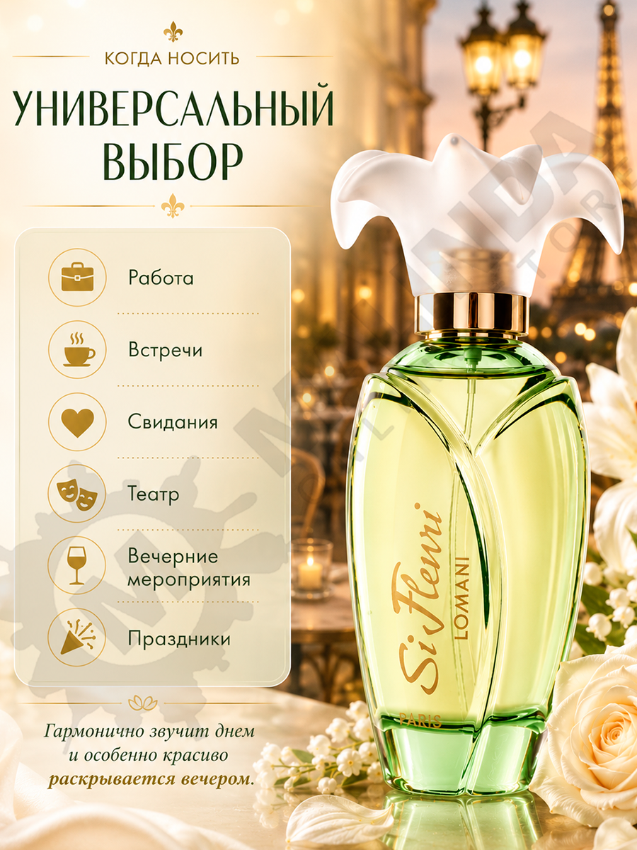 Парфюмерная вода женская LOMANI Si Fleuri объем флакона 100 мл — фото 1