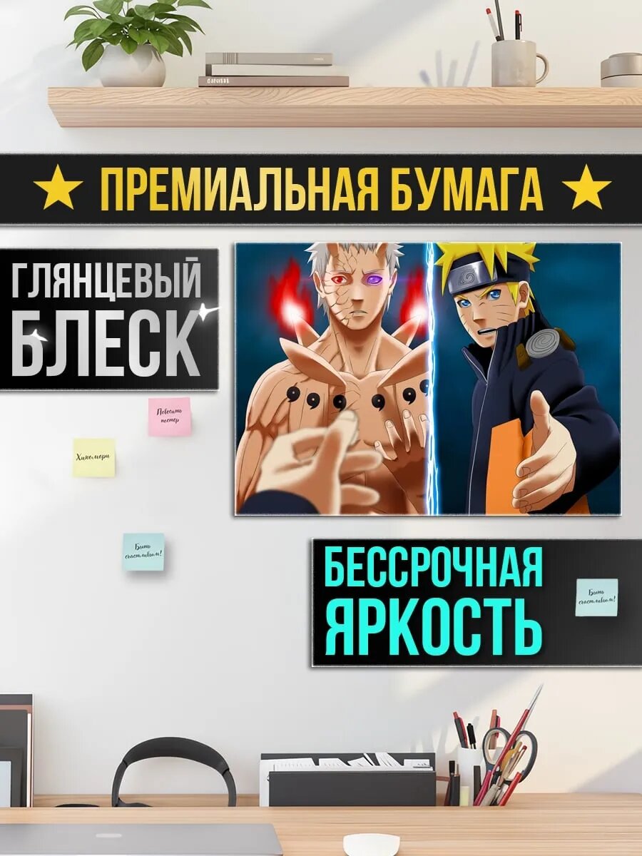 Плакат постер Наруто против Обито — фото 1