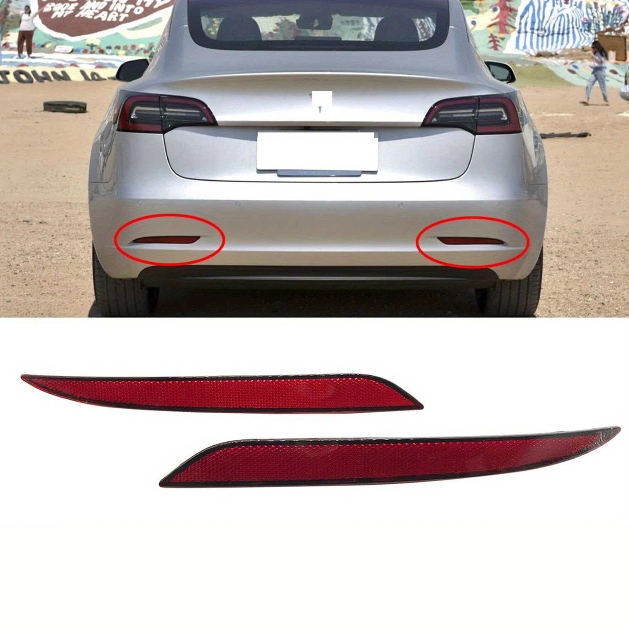 2 шт. для Tesla Model 3 2017-2022, отражатель заднего бампера, красная линза, задний отражатель, замена фонаря 1077406-00-F-R 1077407-00-F-L