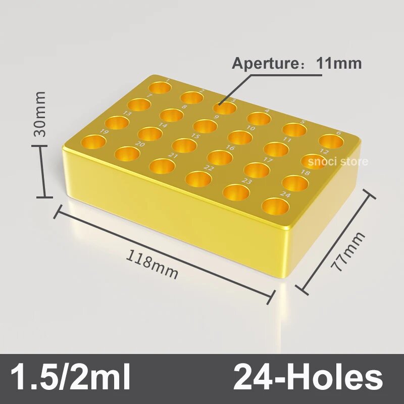 Предварительно охлажденный алюминиевый ящик для льда PCR 0.1/0.2/1.5/2/5/10/15/50 мл 1.5-2ml-24Holes
