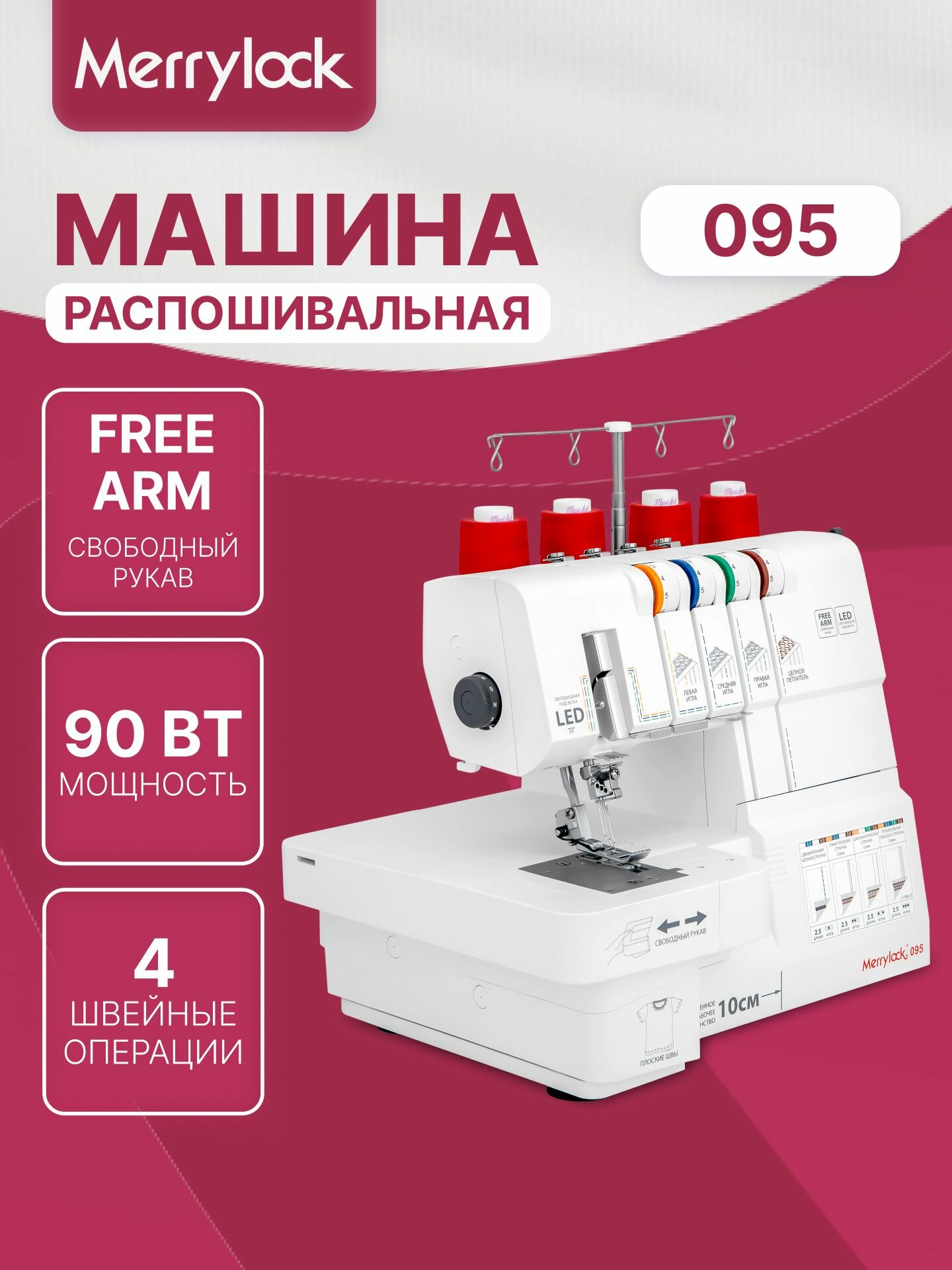 Распошивальная, плоскошовная машина Merrylock 095, свободный рукав