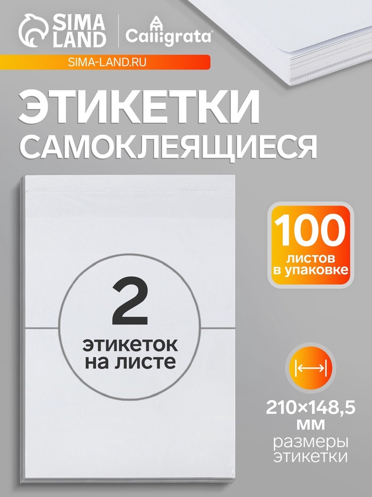 Этикетки А4 самоклеящиеся 100л 80г/м,2 этикетки, размер:210*148,5мм белые микс матовые/глянец 732855