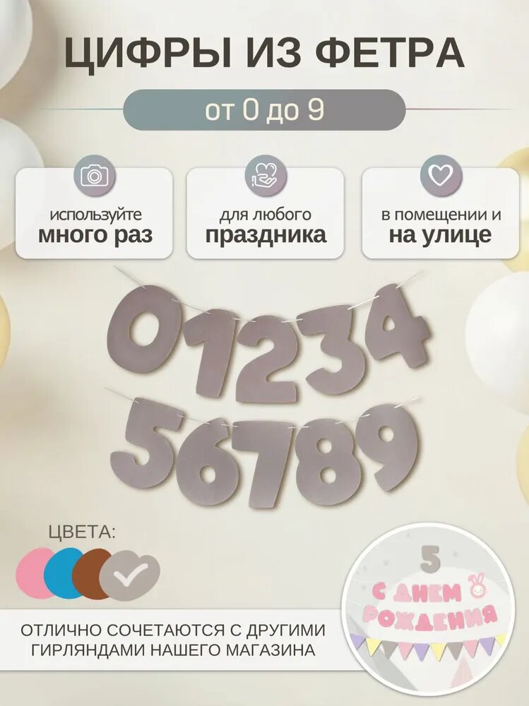 Цифры растяжка для фотозоны День рождения 0 1 2 3 4 5 6 7 8 9