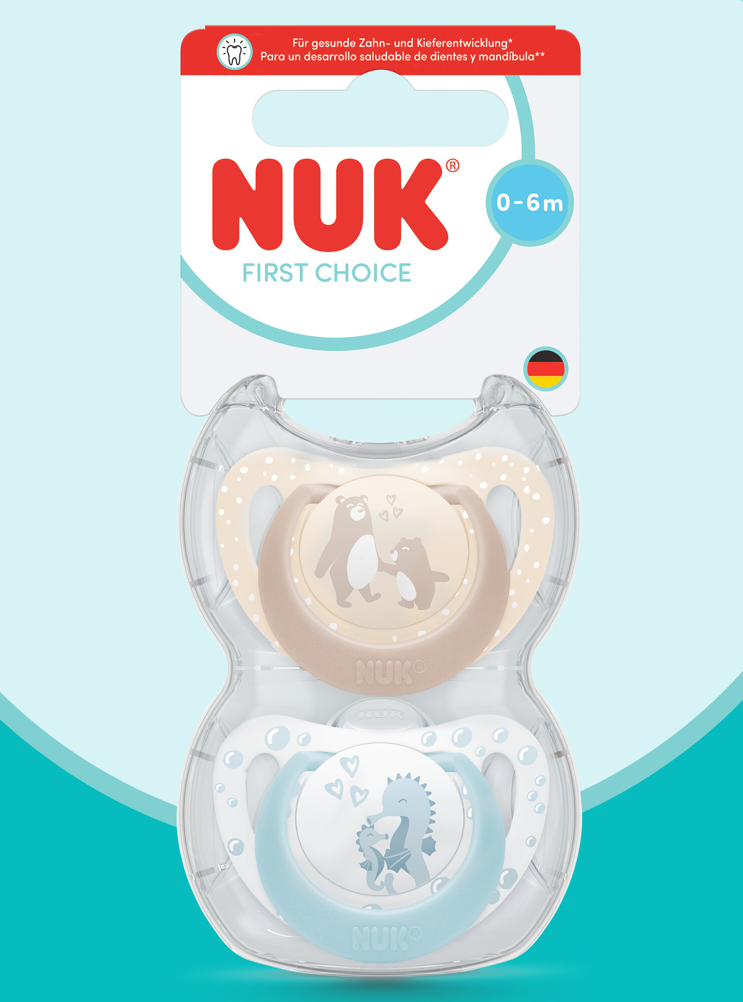 NUK First Choice Соска пустышка 0-6 месяцев, 2 штуки в контейнере
