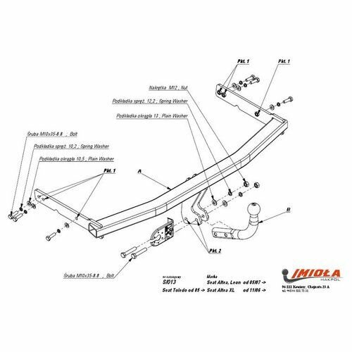 Фаркоп TOYOTA (RAV-4 (excl. USA version)) IMIOLA s013