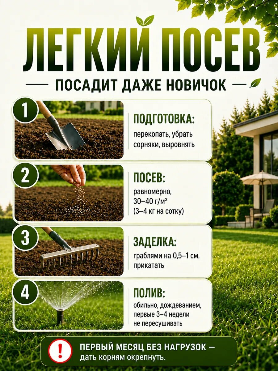 Газонная трава семена Цимус, износостойкая, многолетняя, 5 кг — фото 1