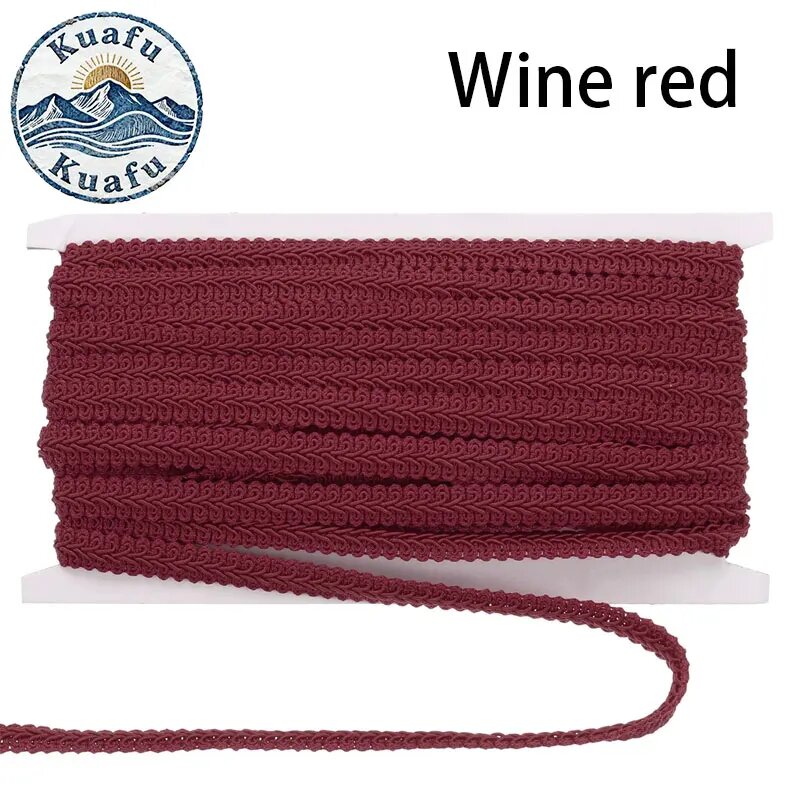 Плетеная кружевная лента 12 мм, полиэстер, 1-10 м Wine red, 10Yards