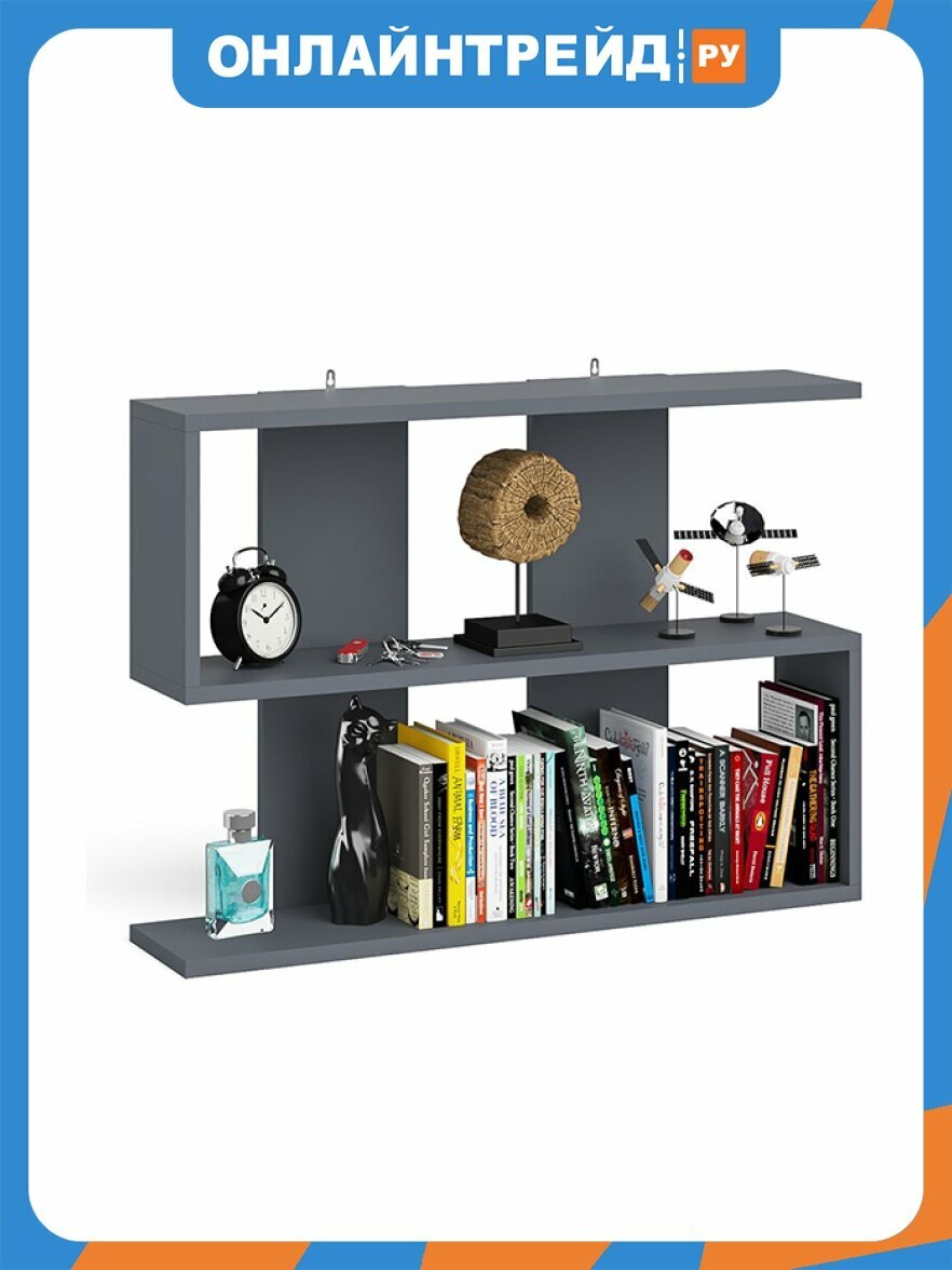 Полка Свк Мори 900, цвет графит, ШхГхВ 90х21х64,8 см, универсальная сборка