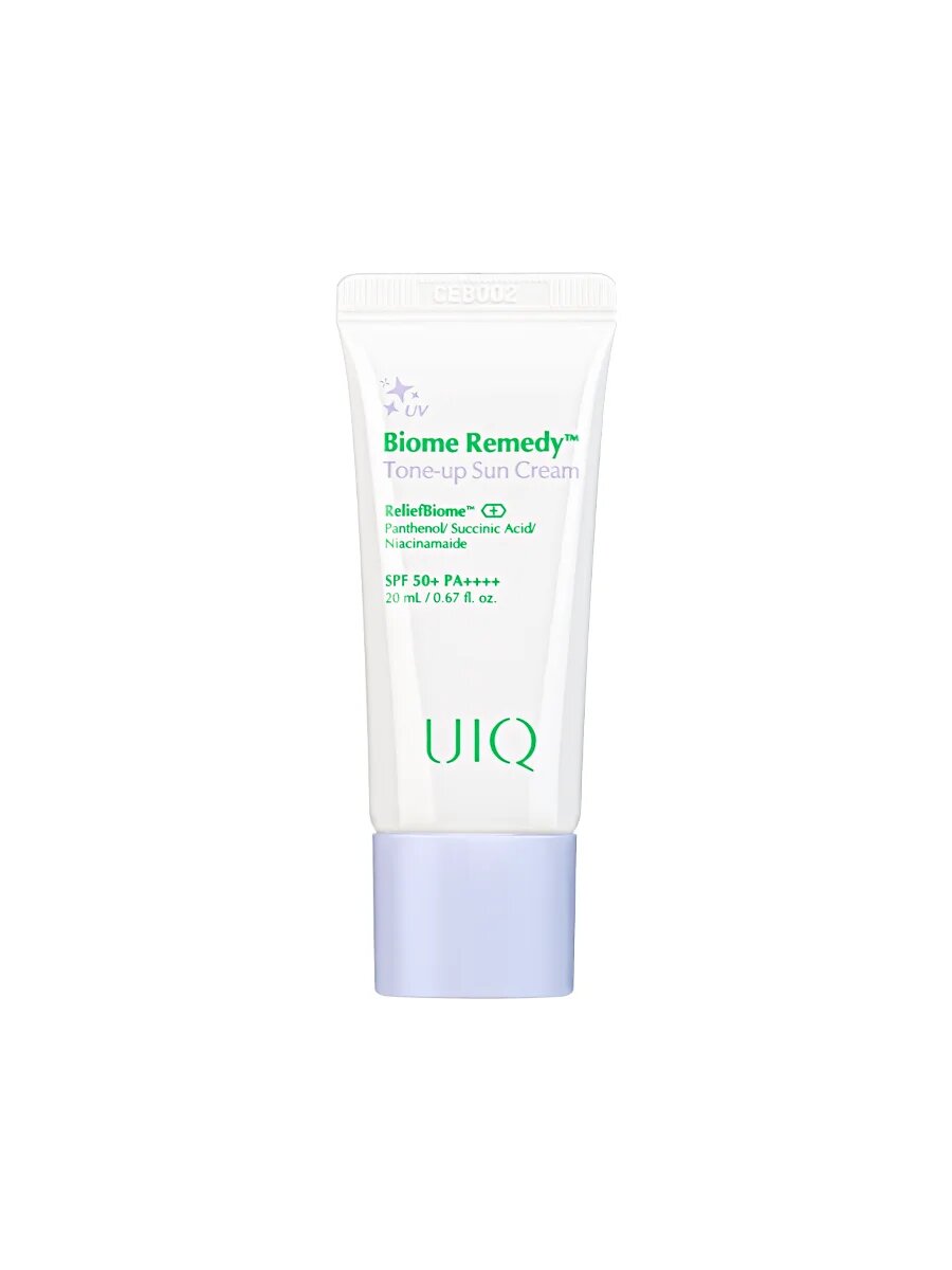 UIQ Освежающий солнцезащитный крем SPF50 Biome Remedy Tone-Up Sun Cream 20 мл