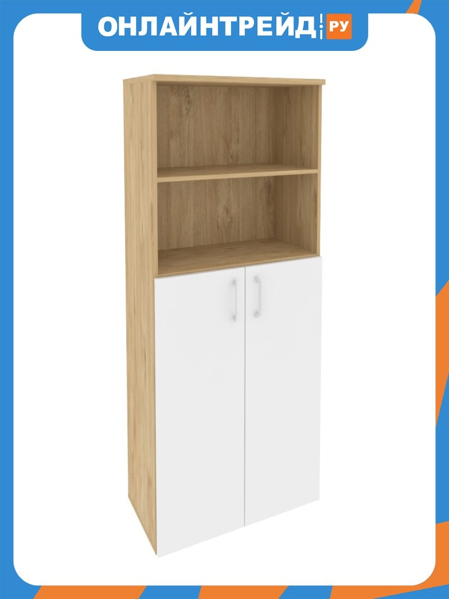Шкаф Riva CHAIR высокий широкий O. ST-1.6 Тиквуд светлый/Белый бриллиант 800*420*1977 Onix
