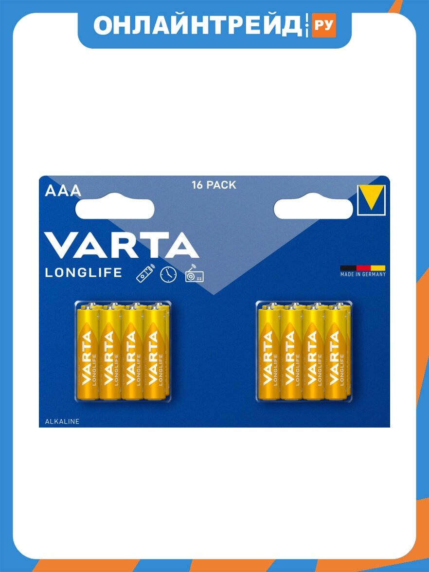 Элемент питания Varta Longlife LR03 AAA бл 16