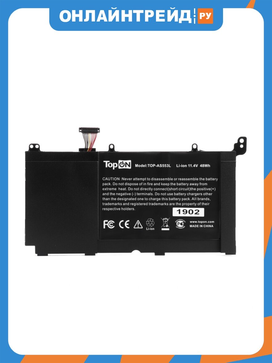 Аккумулятор Topon TOP-AS553L для ноутбука Asus S551, R553L, V551 11.4V 4110mAh PN: B31N1336