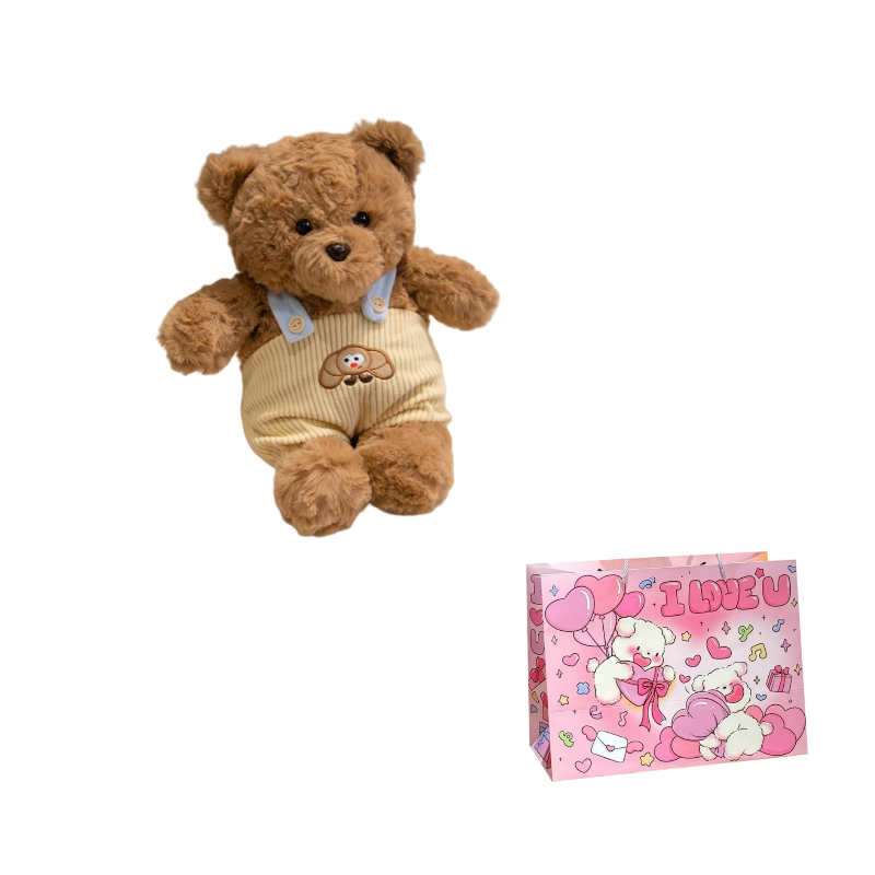 Комбинезон унисекс PUDOWRABBIT милые куклы-медведи Мейл плюшевые, 25 см, Brown Bear Yellow Puppy Overalls