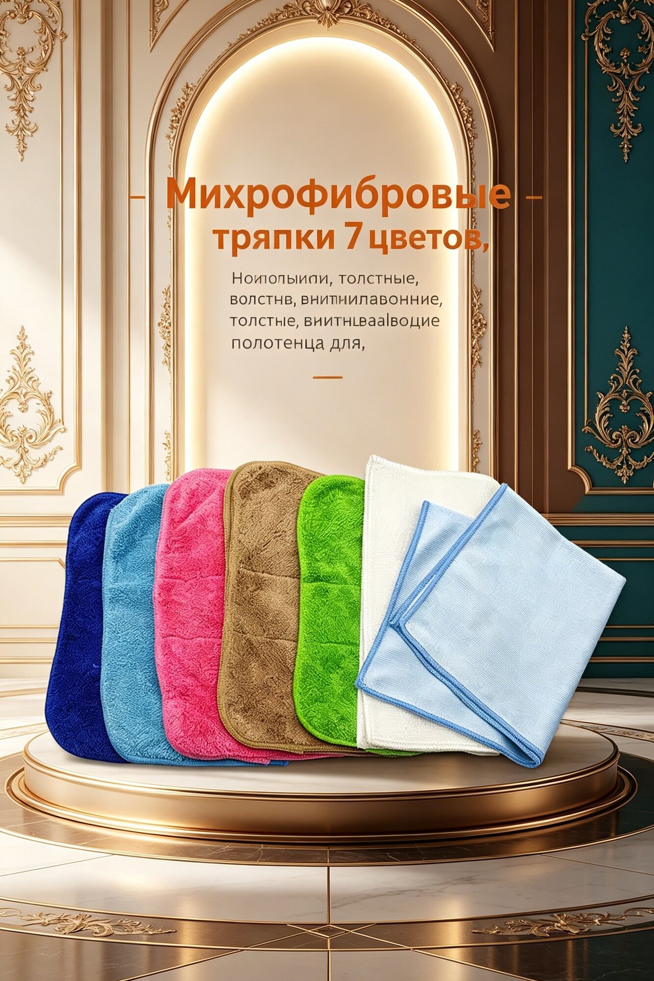 Микрофибровые тряпки 7 цветов, толстые впитывающие полотенца для уборки дома, не линяют, для протирки стекол